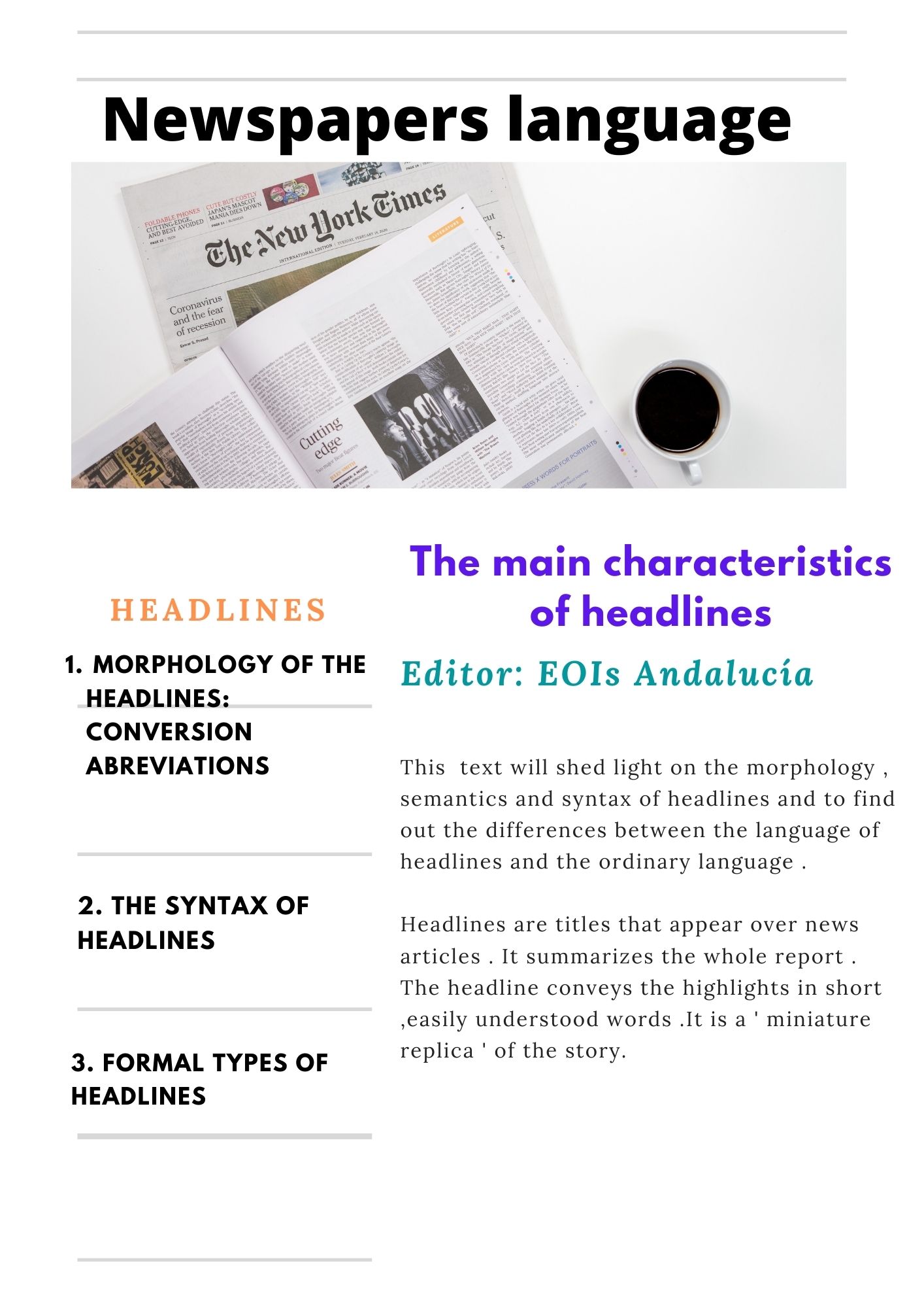 3. Press language | EOI_IN8 - Tema 2.3: Talk the Talk: Media Rush